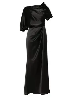 Amsale Satin Off-shoulder Gown - Black