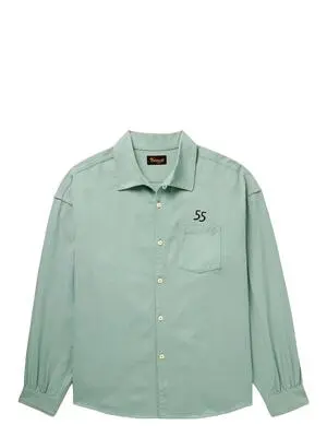 Visvim Palmer Convertible-collar Embroidered Cotton-twill Shirt - Green