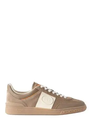 Valentino Garavani Upvillage Leather-trimmed Suede Sneakers - Brown
