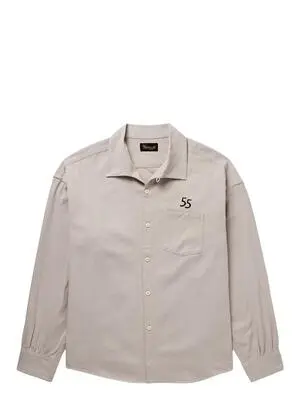 Visvim Palmer Convertible-collar Embroidered Cotton-twill Shirt - Brown