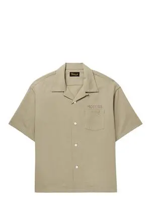 Visvim Crosby Convertible-collar Embroidered Wool And Linen-blend Shirt - Neutrals