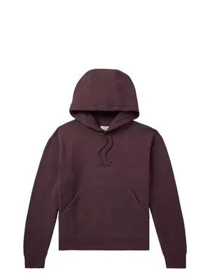 Saint Laurent Logo-embroidered Cotton-jersey Hoodie - Brown