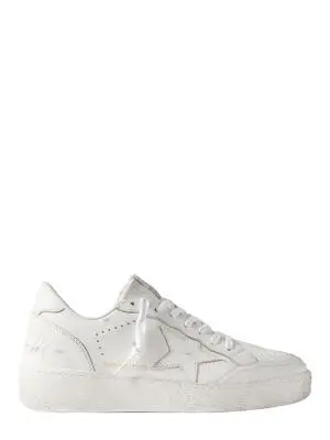 GOLDEN GOOSE Ball Star Distressed Leather Sneakers - White