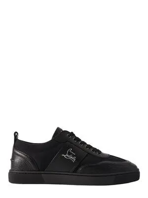 CHRISTIAN LOUBOUTIN Full-grain Leather-trimmed Canvas Sneakers - Black
