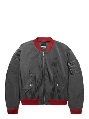 Enfants Riches Déprimés Logo-embroidered Padded Crinkled-shell Bomber Jacket - Gray