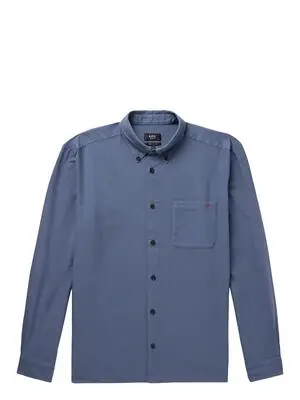 A.p.c. Mateo Button-down Collar Logo-embroidered Cotton Shirt - Blue