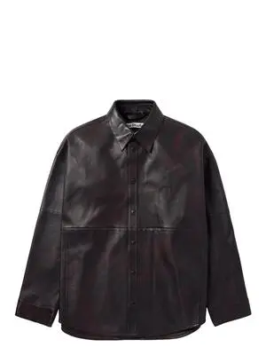 Acne Studios Laraw Oversized Leather Shirt Jacket - Burgundy