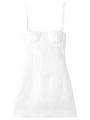 Sir The Label Alessandra Embroidered Linen Mini Dress - White