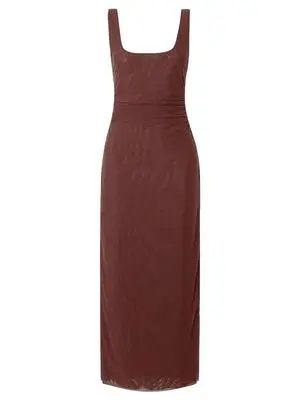 Sir The Label Jacques Open-Back Gathered Midi Dress Brown