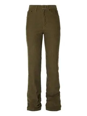 Saint Laurent Clyde Cotton-corduroy Slim-leg Pants - Green