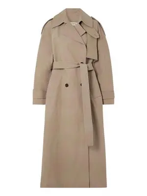RÓHE Oversized Double-breasted Cotton Trench Coat - Brown
