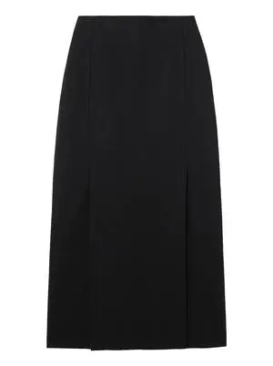 RÓHE Woven Column Midi Skirt - Black