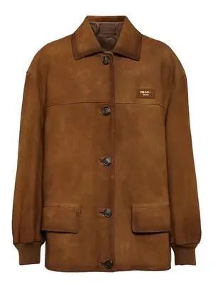 Prada Oversized Suede Jacket - Brown