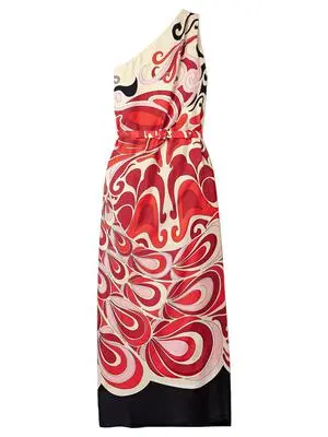 La DoubleJ Roy One-shoulder Silk-twill Maxi Dress - Red