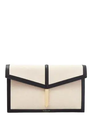 DEMELLIER Leather-trimmed Canvas Clutch - Neutrals