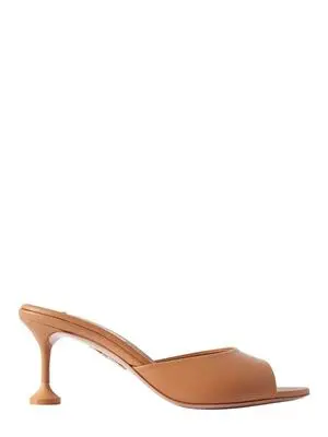 AQUAZZURA Bisous 65 Leather Mules Camel