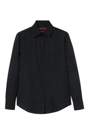 Gucci Gg Crêpe Silk Shirt - Black