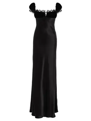 RODARTE Gathered Velvet And Silk-satin Gown - Black