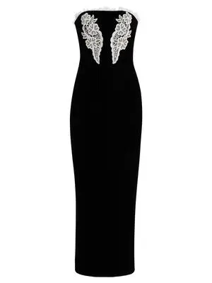 RODARTE Floral-appliquéd Velvet Maxi Dress - Black