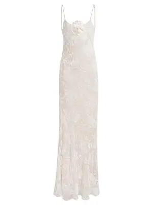 RODARTE Floral Silk Devoré Slip Gown - Neutral