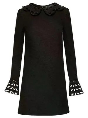 Oscar De La Renta Bell-sleeve Embellished Mini Dress - Black