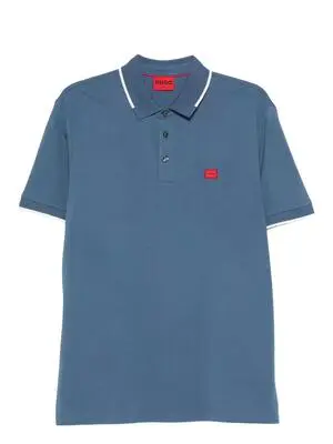 Hugo Tipped-collar Logo Polo Shirt - Blue
