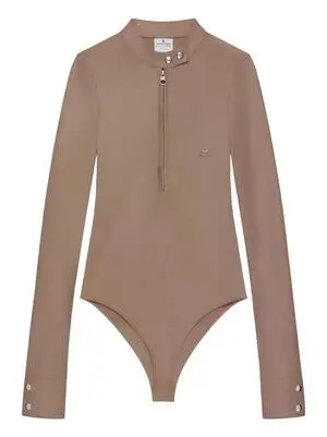 COURREGES Zip-front Long-sleeve Bodysuit - Brown