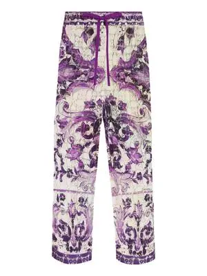Dolce & Gabbana Majolica-print Lace Trousers - White