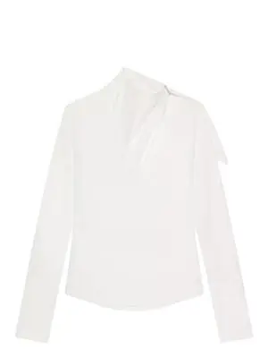 COURREGES Asymmetric Cotton Blouse - Neutrals