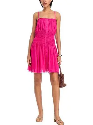 Aqua Gathered Mini Dress Exclusive - Hot Pink