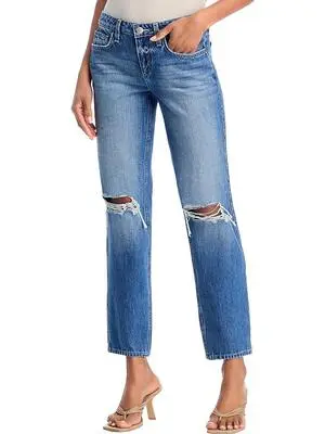 L'Agence Nevia Low Rise Straight Leg Jeans Woodrow Dest
