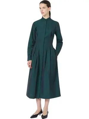 Max Mara Taffeta Long Shirt Dress - Dark Green