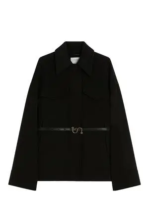 MAX MARA Double-Faced Wool Pea Coat With Leather Belt