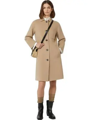 Max Mara Single-breasted Wool Broadcloth Coat - Beige