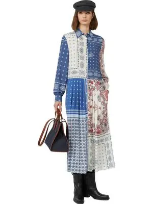 Max Mara Printed Viscose Shirt Dress - Light Blue