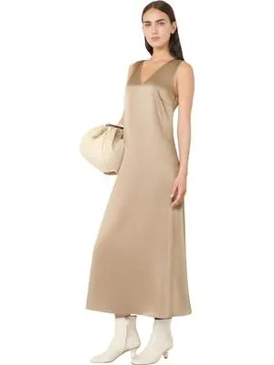 Max Mara Flowing Washed Satin Dress - Light Brown