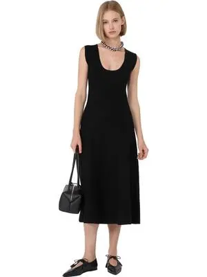 Max Mara Stretch Viscose Calf-length Dress - Black