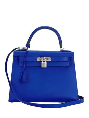 Hermès Epsom Kelly 28 Sellier Handbag Bleu Electrique