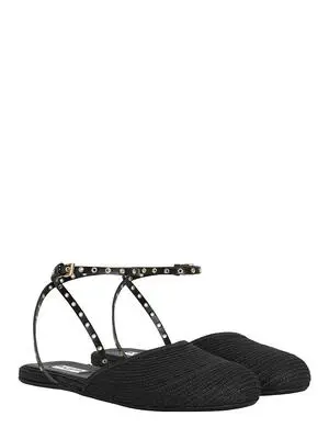 Alaïa Raffia Flat Sandal - Noir