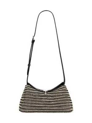 TOTEME T-lock Woven Leather Clutch - Black & Sand
