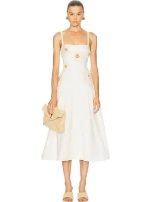 PatBO Tropic Linen Midi Dress - Off White