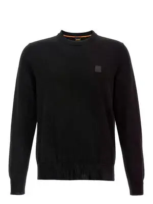 BOSS Logo-patch Crew-neck Sweater - Black