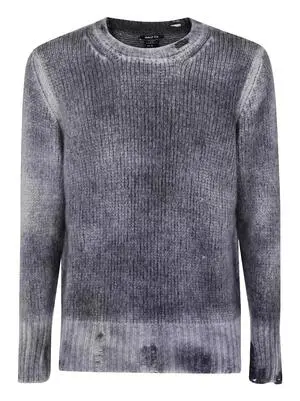 Avant Toi Ribbed Distressed Cashmere Sweater - Grey