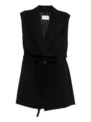 Sportmax Belted Sleeveless Blazer - Black