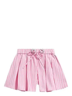 AREA Crystal Grommet Pleated Poplin Shorts - Pink