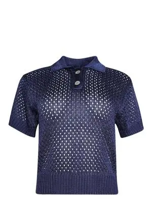 Calle Del Mar Sporty Perforated Polo - Navy