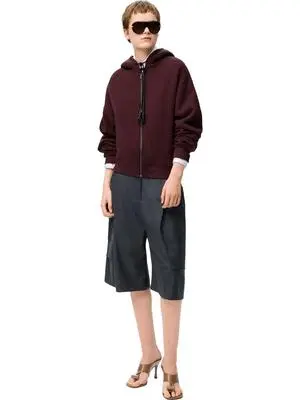 Loewe Cotton And Cashmere Fleece Hoodie - Dark Burgundy