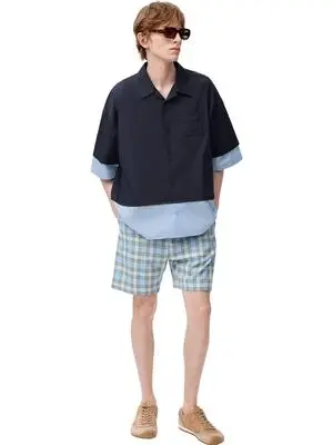 Loewe Short Sleeve Shirt In Cotton - Dark Navy/light Blue