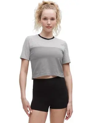 Lululemon Classic-fit Mariner Stripe Cropped T-shirt - White/black