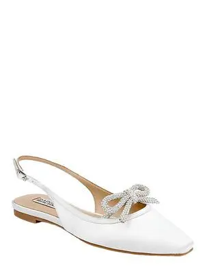 Badgley Mischka Genesis Bow Slingback Flats - White